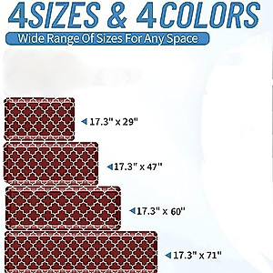 VRINO 0.47 InchThick Kitchen Floor Mat ， Waterproof, Easy Clean, Non-Slip Kitchen Memory Foam Floor Mats ， for House Sink Office,Red-17.3×60""