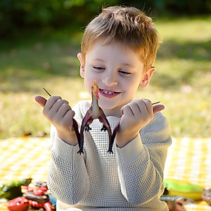 Gemini&Genius Pterosaur Toy for Kids, Large Size 5.5" Quetzalcoatlus Dinosaur Toy, Pterodactyl Toy, Large Flying Dinosaur Toy, Realistic Pteranodon Toy for Kids Display and Play