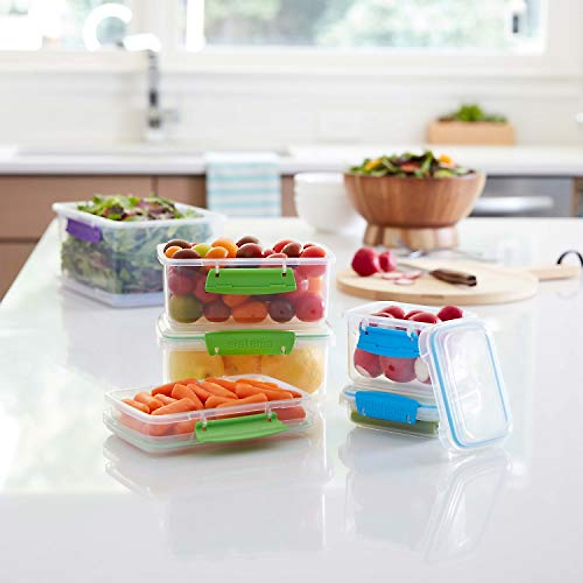 Sistema 20-Piece Food Storage Containers with Lids and Salad Dressing and Condiment Containers, Dishwasher Safe, Color May Vary