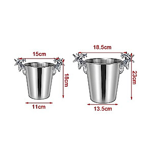 Ice Bucket Silver Stainless Steel Metal Ice Buckets for Parties, Insulated Ice Bucket with Handles for Beer, Wine, Champagne, Home Decor, Table Centerpieces, Wedding Decorations Drinks Cooler/Beer Buc