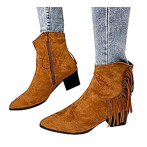 white boots short tassels heels retro chunky high breathable zipper boots platform heel non-slip white platform boots casual booties