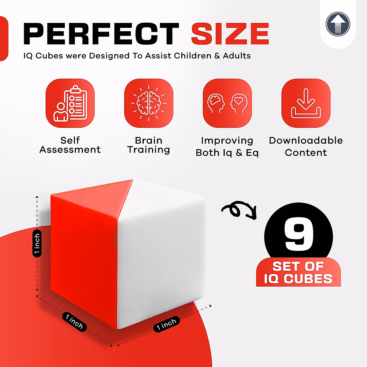 PrfcNL IQ Test Cubes (Red and White) – 9 Kohs Cubes, Practice for Block Design Test, WPPSI, WAIS IV and WISC V Tests, Montessori Educational Blocks to Improve Concentration, Coordination and Memory