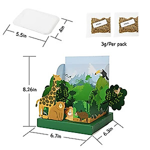 Grow Your Own Jungle Garden - Alfalfa Microgreen Growing Kit 3D Garden Scene with Attachable Animal Cards, Best Birthday Crafts Gifts for Girls & Boys