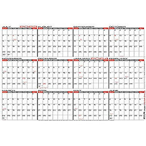 JJH Planners - Laminated - 24" x 36" Large Academic 2023-2024 Wall Calendar - Horizontal 12 Month Yearly Annual Planner (23-24h-24x36)