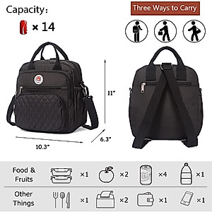 EKERHO Insulated Lunch Bag Backpack for Women/Men, 3 carrying way Lunch Tote, Large Waterproof Cooler Box with Side pockets for Adults, College, Work, Beach, Picnic, Black