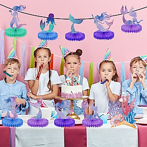 10 Pcs Mermaid Party Supplies Mermaid Birthday Honeycomb Centerpieces for Under The Sea Party Decorations Table Honeycomb for Ocean Mermaid Theme Birthday Baby Shower Wedding Party Favors