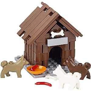 General Jim's Pets Double Decker Two Level Cat & Dog House Building Block Set - includes Cat Tower and Dog Kennel with Kittens and Dogs