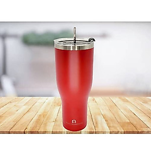 40 oz Tumbler Stainless Steel Double Wall Vacuum Insulated Tumbler With Spill Proof Lid and Straw (Red)