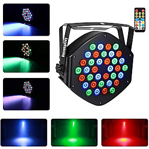 Par Lighting for Stage, 36x1W LED RGB 7 Channel with Remote for DJ KTV Disco Party (1 PC)