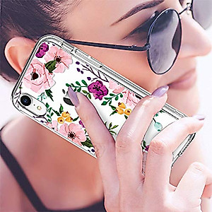 GiiKa iPhone XR Case with Screen Protector, Clear Heavy Duty Protective Case Floral Girls Women Shockproof Hard PC Back Case with Slim TPU Bumper Cover Phone Case for iPhone XR, Small Flowers