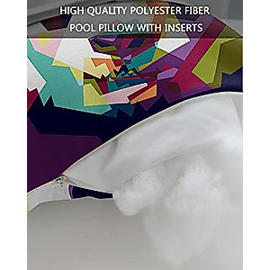 Recliner Head Pillow Ledge Loungers Chair Pillows with Insert Abstract Art Animal Geometric Mosaic Panda Lumbar Pillow with Adjustable Strap Outdoor Waterproof Patio Pillows for Beach Pool, 2 PCS