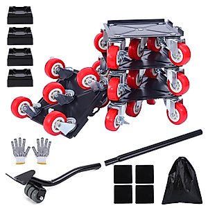 LOYAL TIGER Furniture Dolly,Furniture Mover Pro Set,Furniture Lifter with 5 360° Rotatable Rubber Universal Wheels，Carbon Steel Panel Furniture Movers，Maximum Load 2204LBS,Red.