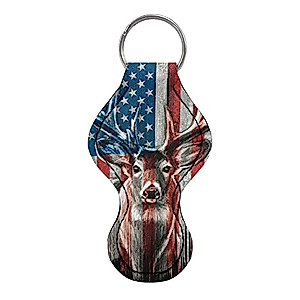 BYCHECAR Deer Chapstick Holder Key Chain for Kids Girls Men American Flag Chapsticks Keychain Lip Balm Lipgloss Lipstick Holder Keychains Women Stocking Stuffers Lippy Clip