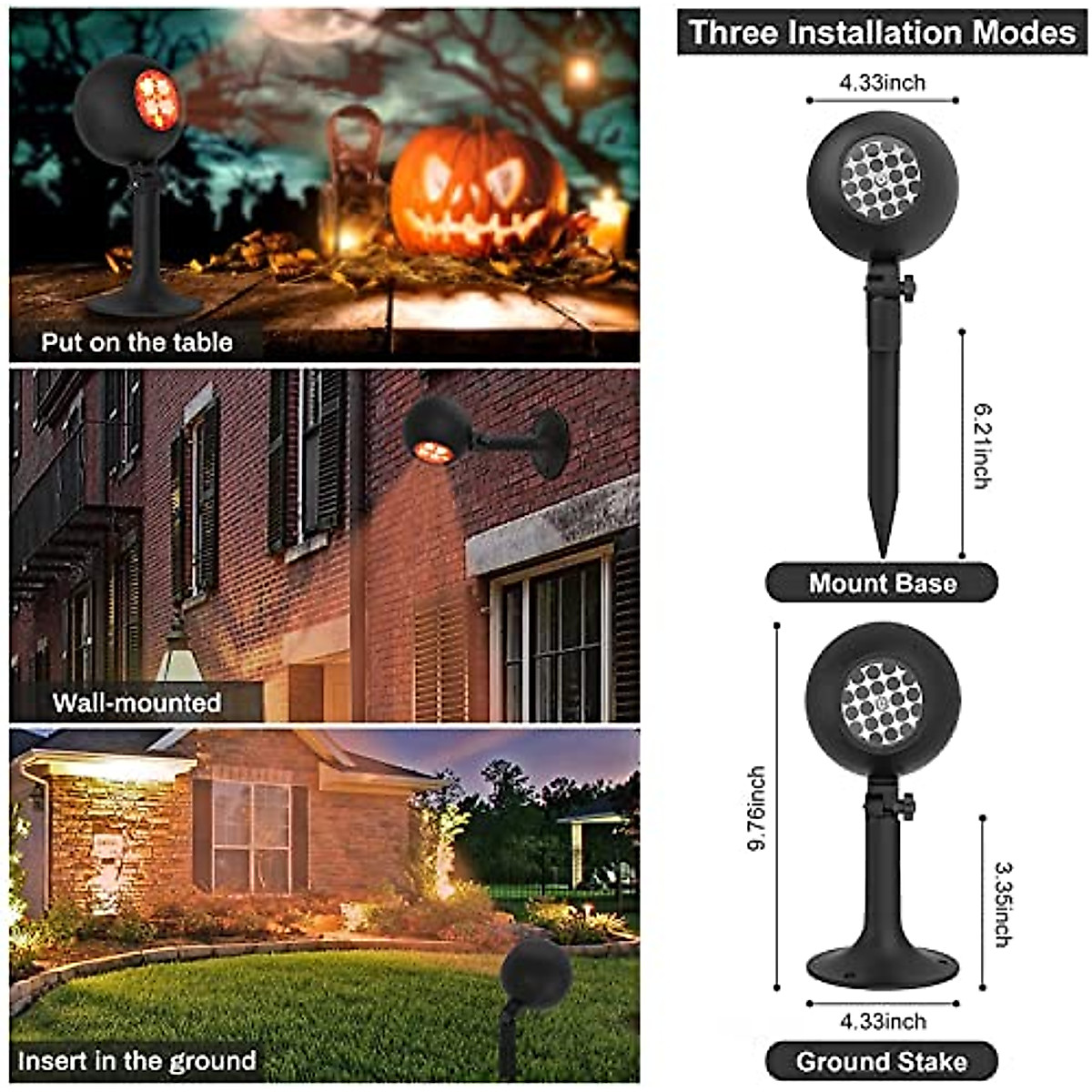 Halloween Lights, Outdoor Projector Decorations Indoor LED Projection Light Dynamic Different Pumpkin Patterns Show Holiday Landscape Outside Spotlight for Party House Porch Wall Gate Garage