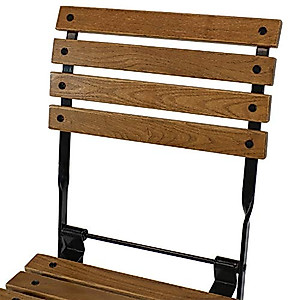 Sunnydaze European Chestnut Wooden Folding Small Bistro Dining Side Chair - Portable, Compact Side Chair - for Indoor or Outdoor Use - Patio, Deck, Balcony, Camping and Spare Seating - Set of 2