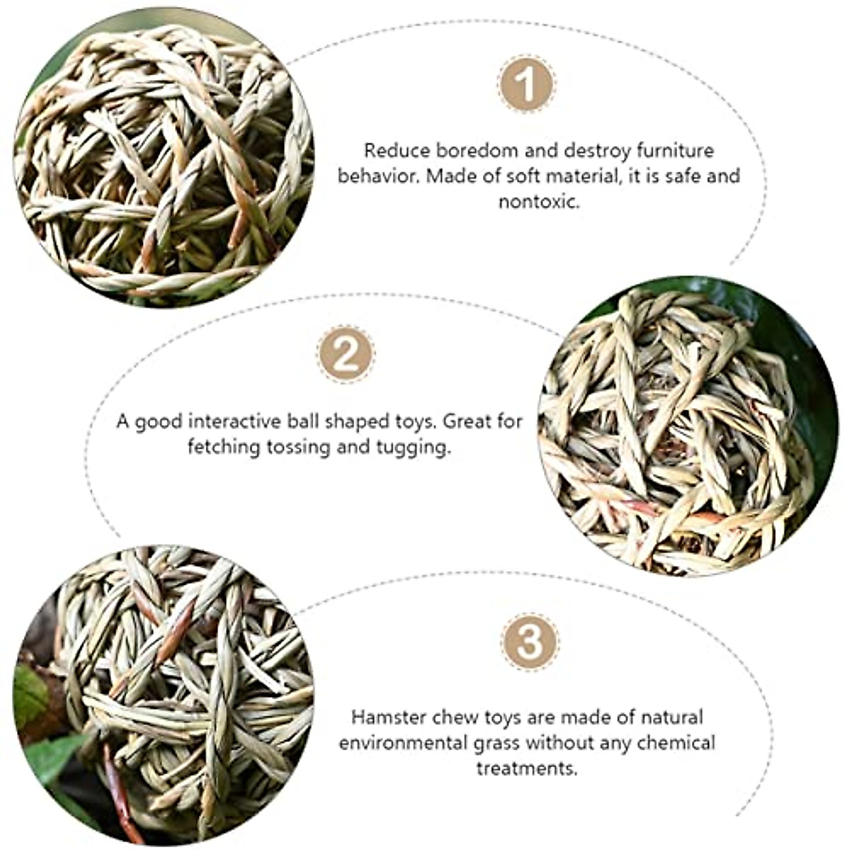 balacoo 1pc Pigs Weave Woven Throw Rabbits Round Chew Rattan for Seagrass Pet Molar Bite Hamster Ball Straw Animal Play Activity Small Parrot Grass Parrots Guinea Bunny Natural Pets