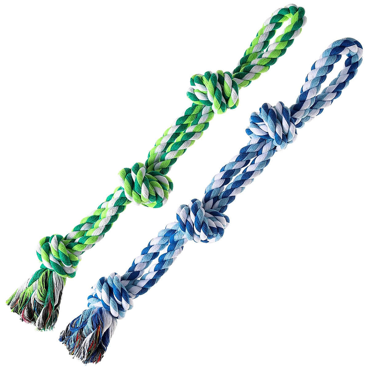 XIGOU Dog Rope Toys 2 Pcs Indestructible Dog Toys, Dog Chew Toys for Aggressive Chewers, Tough Puppy Teething Chew Toys for Boredom, Dental Cleaning Tug of War Dog Toy, Great for Small to Large Breed