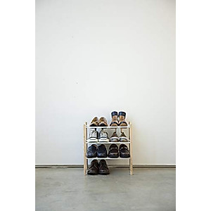 YAMAZAKI home Plain Expandable 3-Tierd Shoe Rack White,