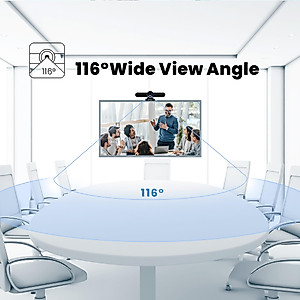 TONGVEO 4K Webcam Conference Call TV Room Web Camera with Dual Microphones &Speaker, | All-in-One USB Video Camera, 116° Wide Angle, AI Auto Framing | Compatible with MS Teams, Zoom, OBS