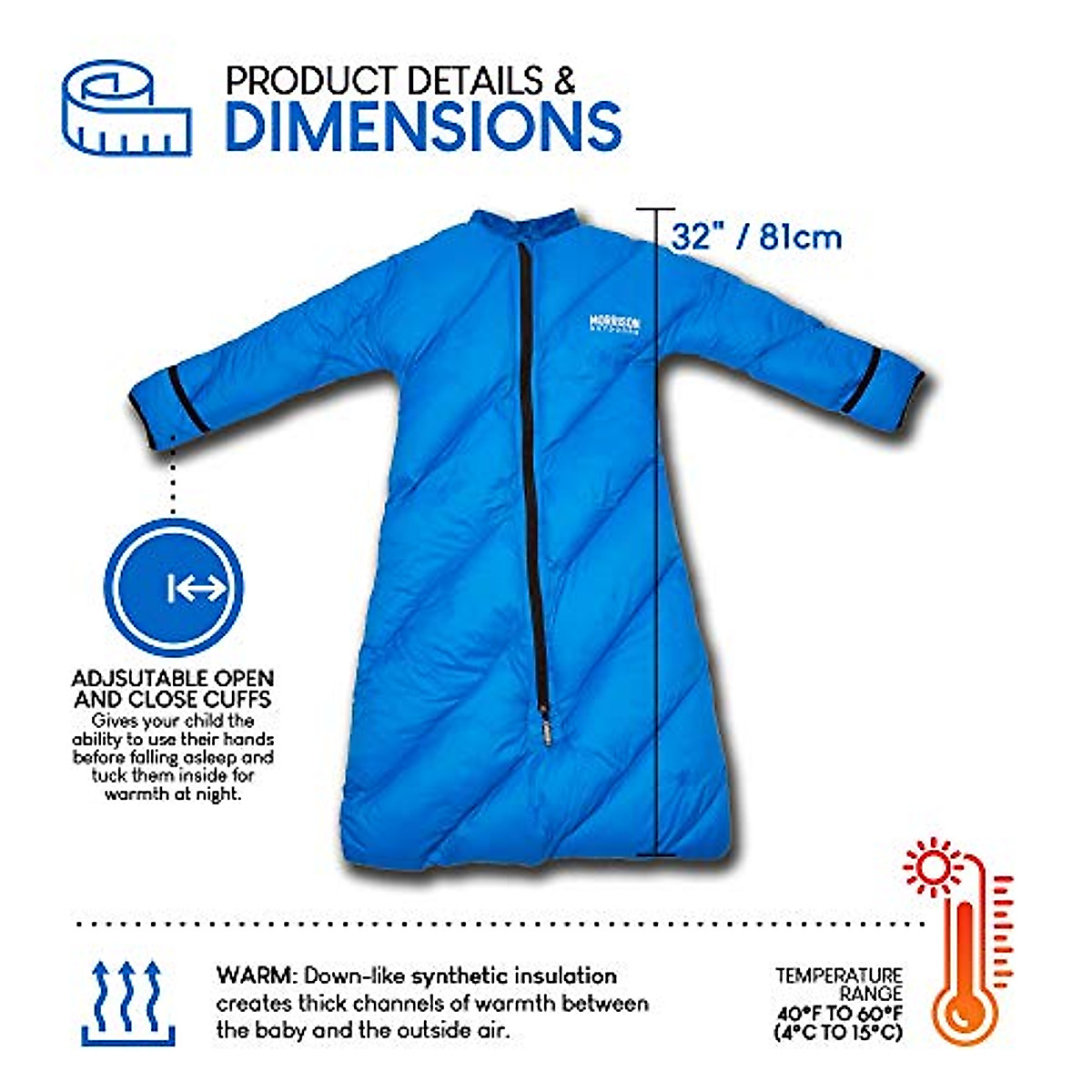 Morrison Outdoors Little Mo 40 Baby Sleeping Bag - Blazing Blue