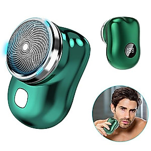 Mini Shave Portable Electric Shaver: Upgrade Electric Razor with LCD Screen Powerful Storm Shaver for Men Pocket Size USB Rechargeable Shaver Easy One-Button Use for Home Car Travel (Green)