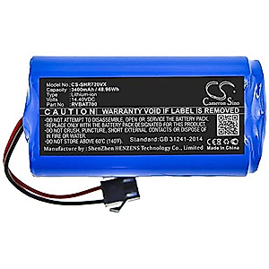 Flujoy 3400mAh/14.4V Replacement Battery for Shark RV700 RV720 ION Robot 720 ION Robot 755 RV750 ION Robot 700 RV755 ION Robot 750 RVBAT700