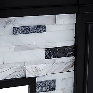 SEI Furniture Drovling Marble Tiled Electric Fireplace, Black-White-Gray