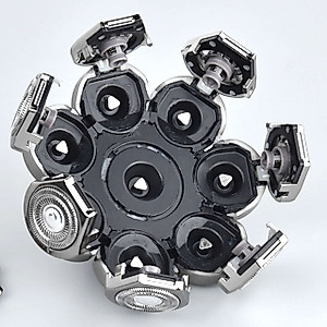 Men's Electric Razor Replacement Heads,8 Blades 8D Floating Rotary Razor Replacement Heads, Beard Razor Blade Electric Replacement Cutter Razors Heads,Silver