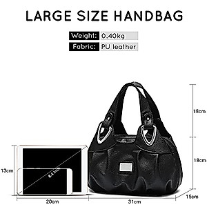 DIRRONA Fashion Women Handbag Ladies Shoulder Bag Casual Travel Tote Bag Waterproof PU Leather Handbag Womens Flower Bag Top Handle Bag Black