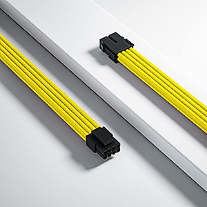 Funtin Mod Sleeved Cable, Yellow Power Supply Cable Extension Kit, 24PIN ATX, 4+4 PIN EPS, Dual 6+2 PIN PCIE