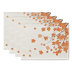 Fall Placemats Set of 4 Autumn Maple Leaves Vintage Table Mats 12 x 16 Inch Seasonal Farmhouse Kitchen Dining Table Decor