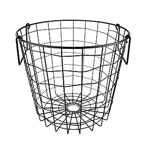 DII Metal Wire Mesh Stackable Utility Storage Bin, Small Round, 12x12x10", Black