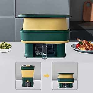 Rice Food Storage Containers, Collapsible 11.6 to 26 Lbs Rice Dispenser with Airtight Locking Lid, Grain Container Food Storage Bin for Kitchen, Dog Pet Cat Flour Sugar Kitchen Pantry Holder