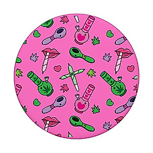 Pink Stoner Girl Weed Phone Grip Cute Marijuana 420 Gift PopSockets PopGrip: Swappable Grip for Phones & Tablets