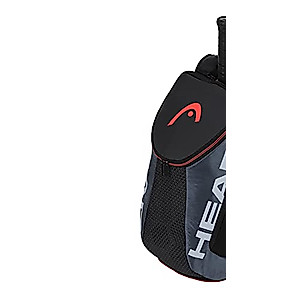 HEAD Tour Team Tennis Backpack 2 Racquet Carrying Bag w/Padded Shoulder Straps & Shoe Compartment - Black/Grey.
