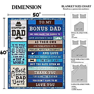 Sixftop Best Bonus Dad Blanket Gifts from Daughter Son in Law Step Dad Fathers Day Birthday Gifts | to Bonus Dad Gifts | Christmas Bday Presents for Father in Law Throw Blanket 50” X 60"