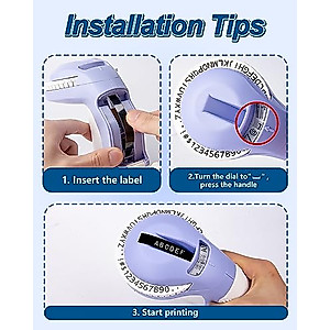 Msudoku Embossing Label Maker Machine with Tapes, 3D Embosser Gift, Portable Handheld Embosser Machine with 6 Rolls Embossed Label for Craft Cupboard and Other Home DIY Use, Purple Labeler