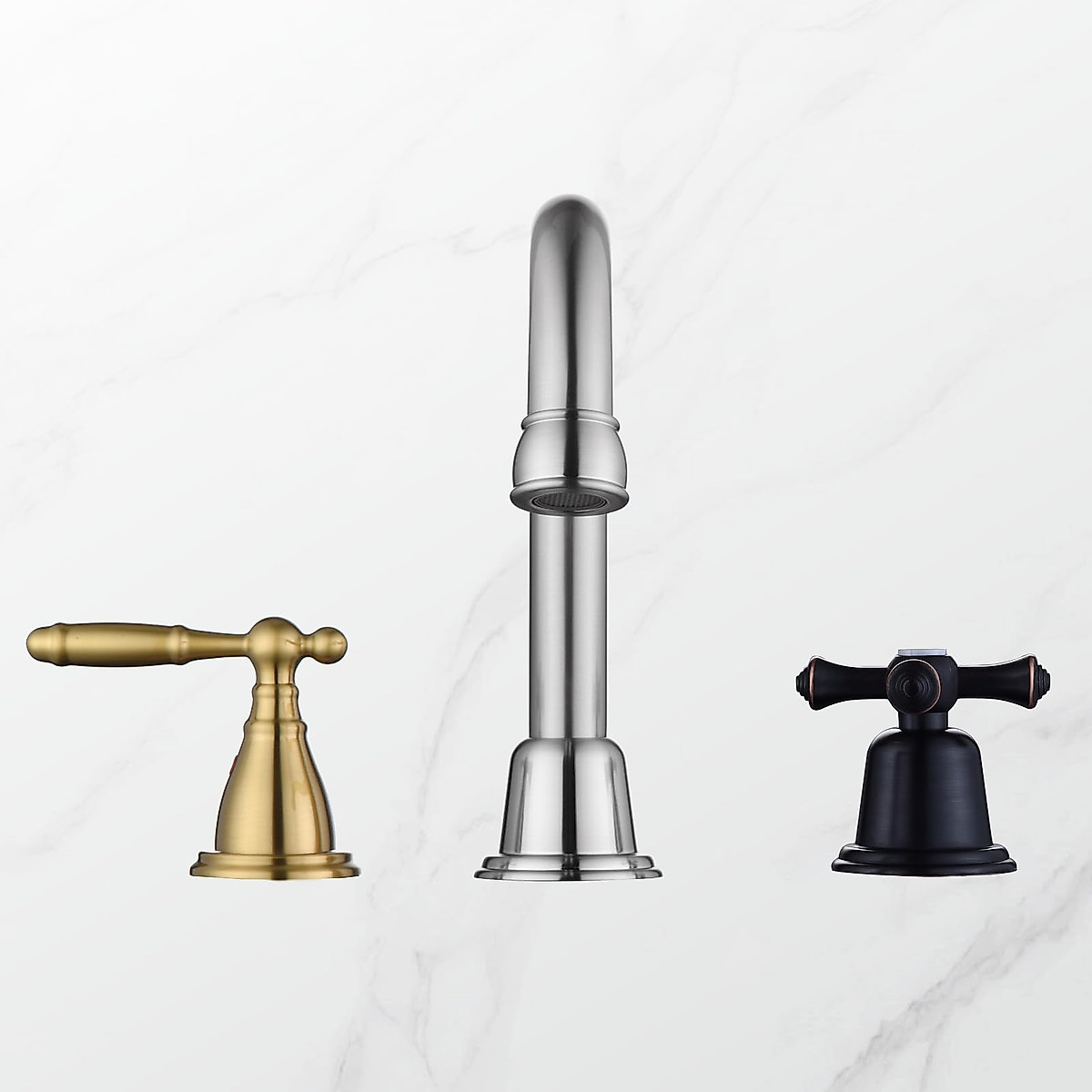 RKF Faucet- Replacement Classic Cross Knobs Handles with Valve Faucet Accessory Faucet Parts Faucet Kit Oil Rubber Bronze W033