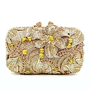 ZLXDP Evening Hollow Out Crystal Floral Diamond Evening Clutch Bag Party Wedding Purse