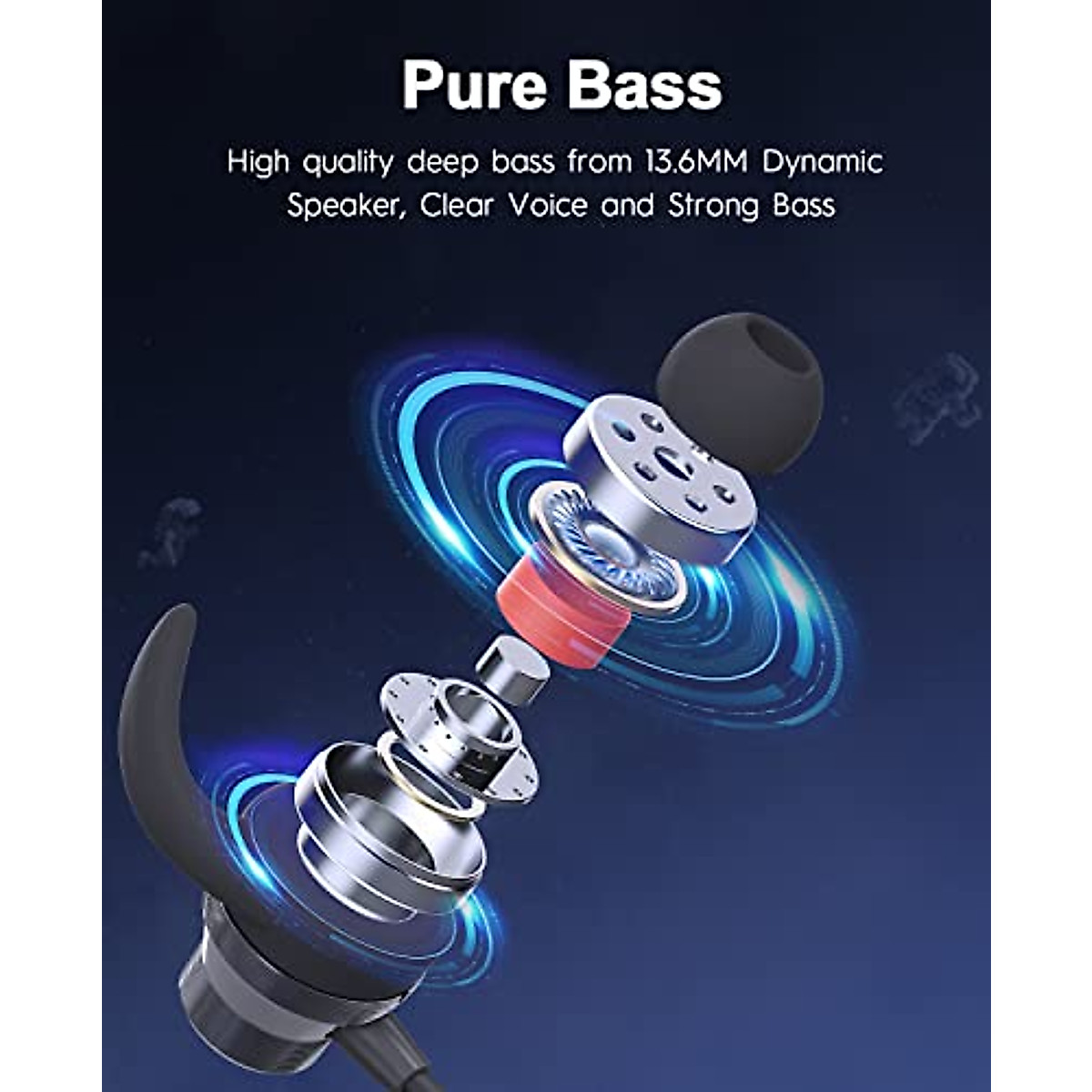 Tecno Wireless Active Noise Cancelling Bluetooth Headphones with Microphone, 38HRS Playtime Neckband Bluetooth Headphones, Earbuds Bluetooth 5.1 with Magnetic, B1-PRO