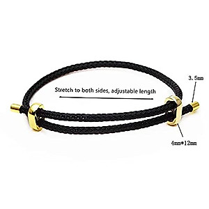 BCletty Bracelet Unisex Steel Rope Bracelet Couple Bracelet Simplicity Fashion Titanium Buckle Adjustable Wire Rope Bracelet (black, adjustable)