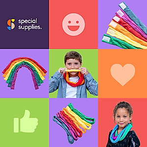 Special Supplies Chew Necklaces for Sensory Kids Boys and Girls, 6 Bands, Soft and Super Absorbent Terry Cloth, Shirt and Clothing Oral Stimulation Alternative, Reusable and Washable