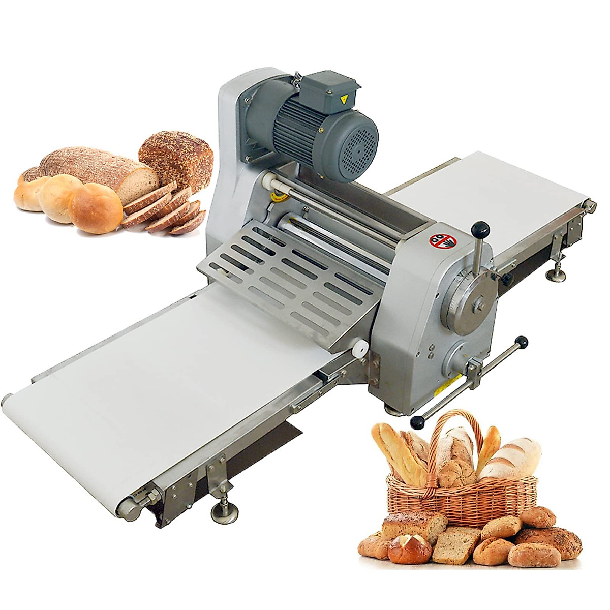 TECHTONGDA Commercial Dough Sheeter Laminated Dough Sheeter Fondant Flattener Pastry Sheeter Countertop Pizza Pasta Press Machine with 65x15.7" Conveyor Belt Professional Bakery Equipment