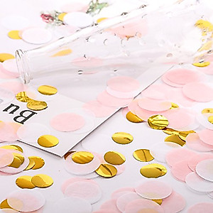 Whaline Round Tissue Confetti 6000 Pcs Paper Table Wedding Confetti Dots for Christmas, Wedding,Birthday Party,Baby Shower,Valentine's Day and Balloon Decorations,1 Inch (Pink,White, Gold)