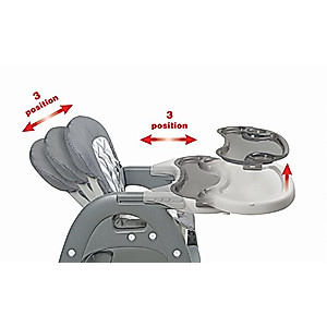 Badger Basket Envee II Baby High Chair with Playtable Conversion – Gray Chevron, 5-Point Harness, Dishwasher Safe Tray, Machine Washable Cushion