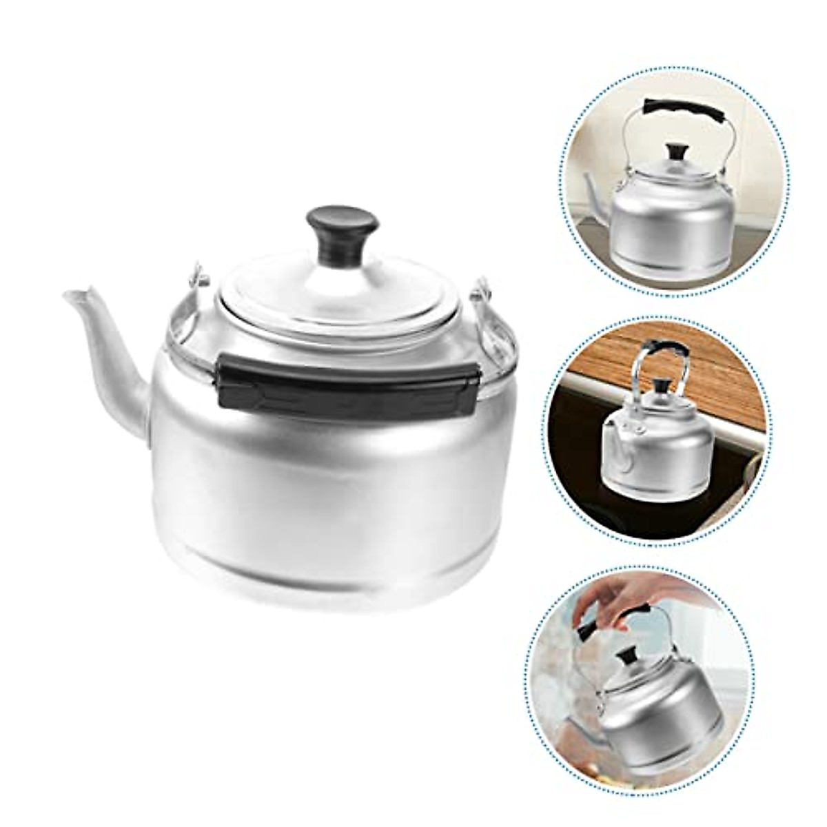 Kettle Metal Coffee Pot Metal Water Jug Metal Teapot Coffee Kettle Convenient Water Kettle Silver Household Coal Stove Tea Kettle teapot (Color : Silver, Size : 18X18X12CM)