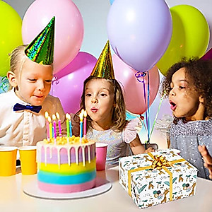 Birthday Wrapping Paper for Baby Boys Kids Girls, Giraffe Design Gift Wrapping Paper, Cute Animals 7 Sheets Folded Flat 20x28 inches per Sheet for Birthday Party Baby Shower Kindergarten