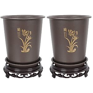 YARNOW 2 Sets Dried Arrangements Indoor Bonsai Planting Planter Plastic Stand Bucket Flowerpots Store High Base of Storage and Decorative Display Saucers Flower Flowerpot Floral Drainage