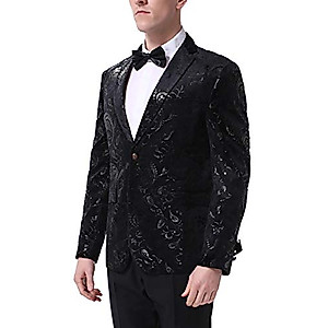 Men's luxury Casual Dress Suit Slim Fit Stylish Blazer Black Large, Black, Large