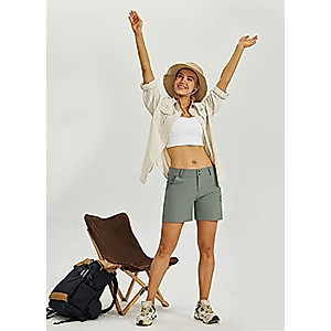 Willit Women's Golf Shorts Hiking Cargo Shorts Quick Dry Athletic Casual Summer Shorts with Pockets 5" Sage Green 6